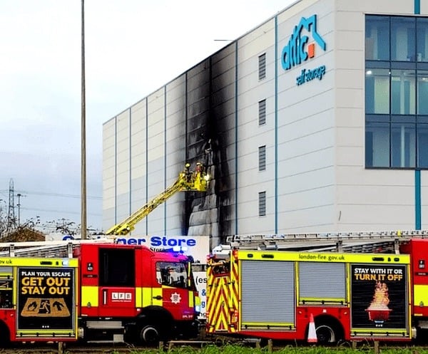 Workshop Fire Spreads To Attic Self Storage In London